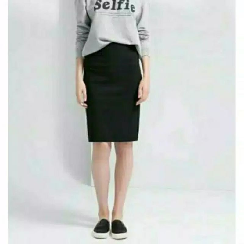Jual Rok Span Pendek Rok Formal Pendek Belah Belakang pinggang karet ...