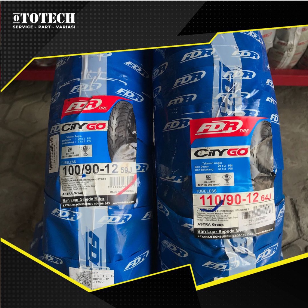 Jual BAN LUAR TUBELESS FDR CITYGO RING 12 100/90 110/90 ORIGINAL FDR ...