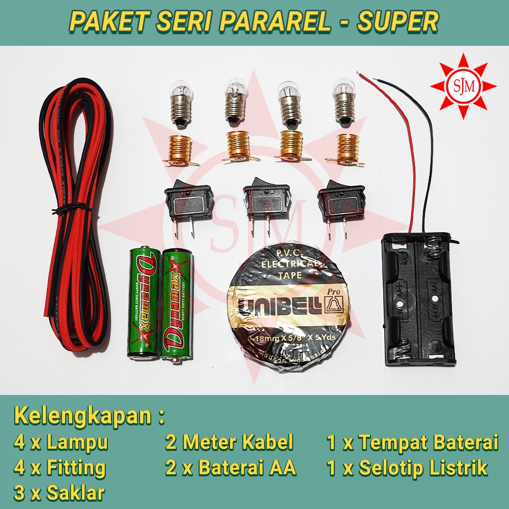 Jual Paket Rangkaian Listrik Lampu Seri Pararel Praktek anak Sekolah Ki ...