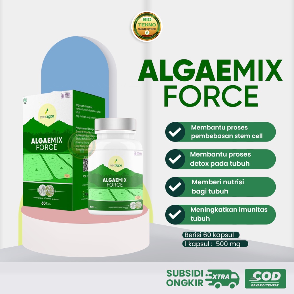 Jual Kapsul Herbal Algaemix isi 60 Original Biotekno Extrak Ganggang Air Algae Suplemen ...