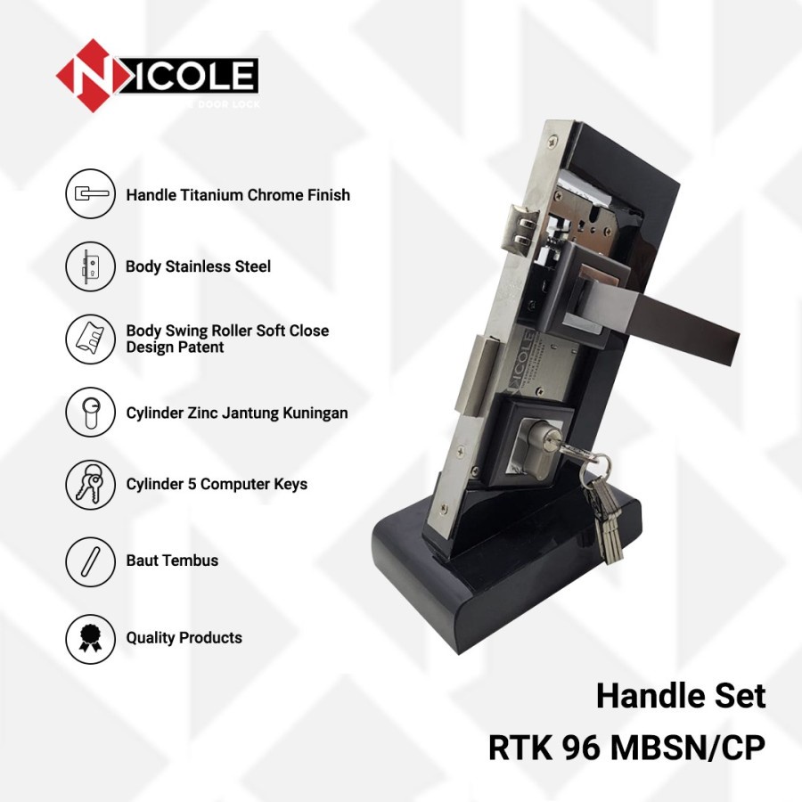 Jual RTK Kunci Pintu Misah / Handle / Gagang Pintu Abu-Abu Titanium Finish | Shopee Indonesia