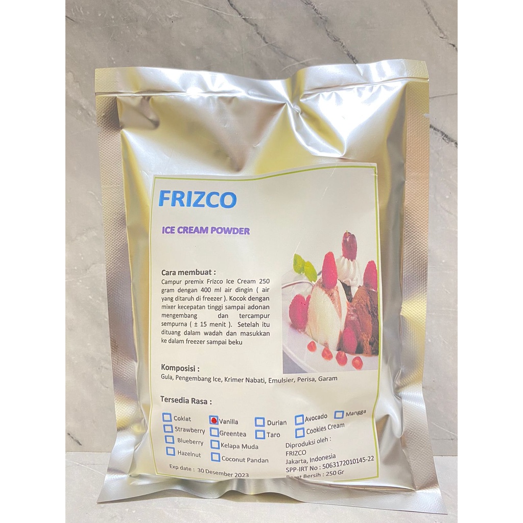 Jual FRIZCO ICE CREAM POWDER 250gr/TEPUNG INSTAN ES KRIM | Shopee Indonesia
