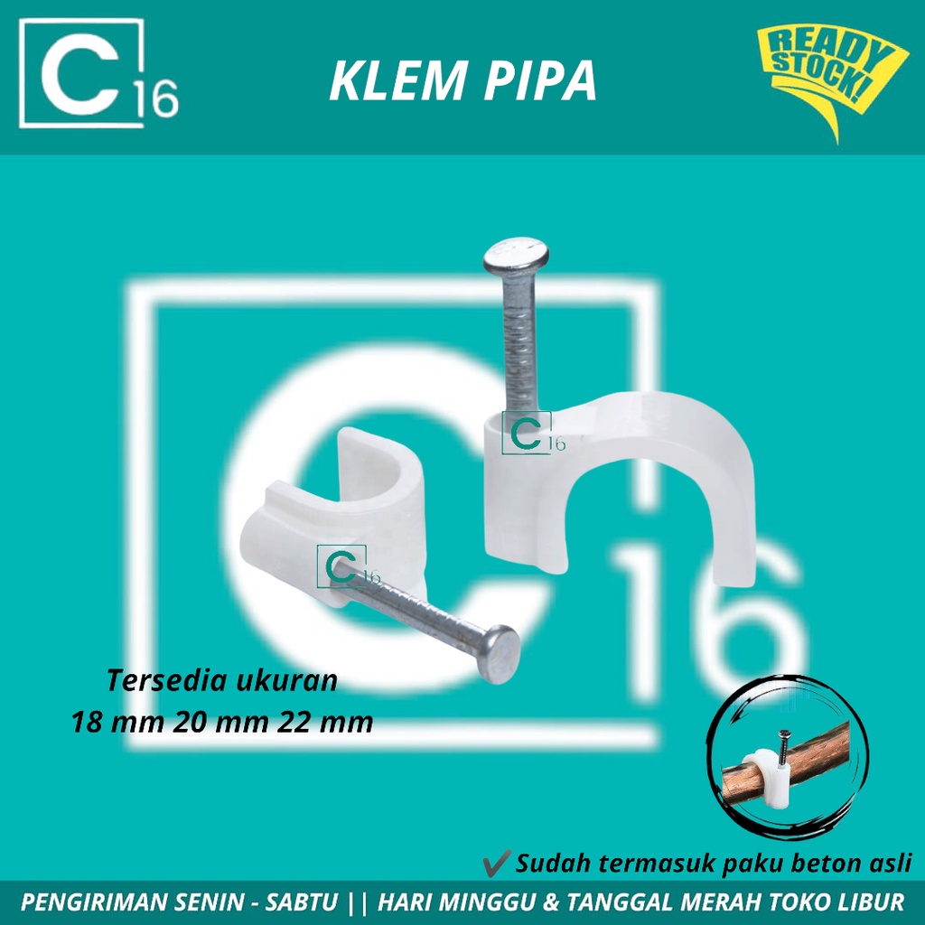 Jual Klem Pipa PVC 1/2” Per Pcs Paralon 1/2 Inch Klem Pipa Listrik 18MM ...