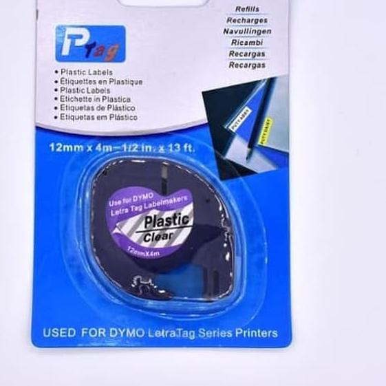 Jual DYMO LETRATAG LABEL TAPE CLEAR PLASTIC 12MM | Shopee Indonesia