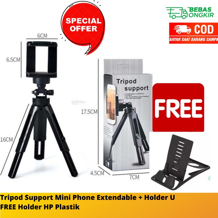 Jual Tripod Tripod Handphone Mini Extendable + Holder U Free Holder Hp ...