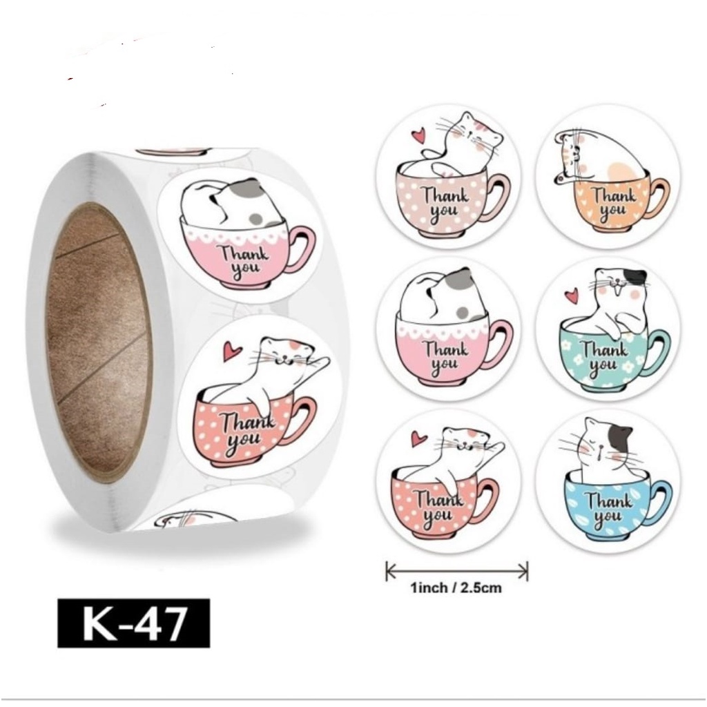 Jual Sticker thank you cute cat - kucing lucu isi 100pcs | Shopee Indonesia