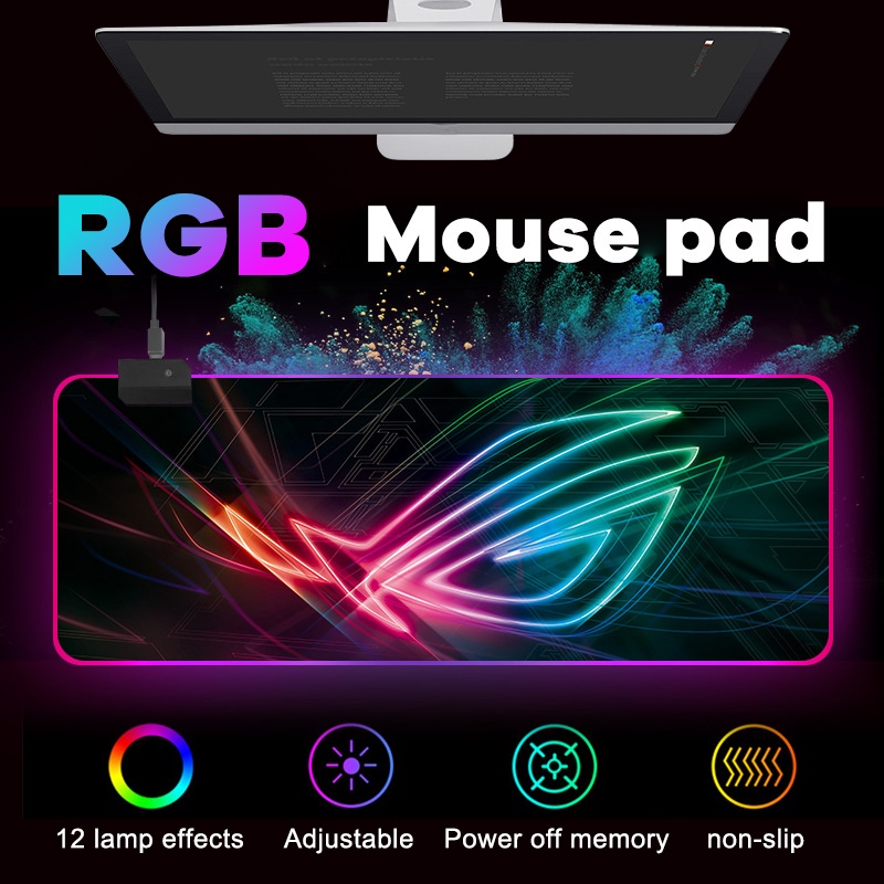 Jual Mouse Pad Gaming RGB XL 40X90 cm Colorful LED Anti-Slip Rubber ...