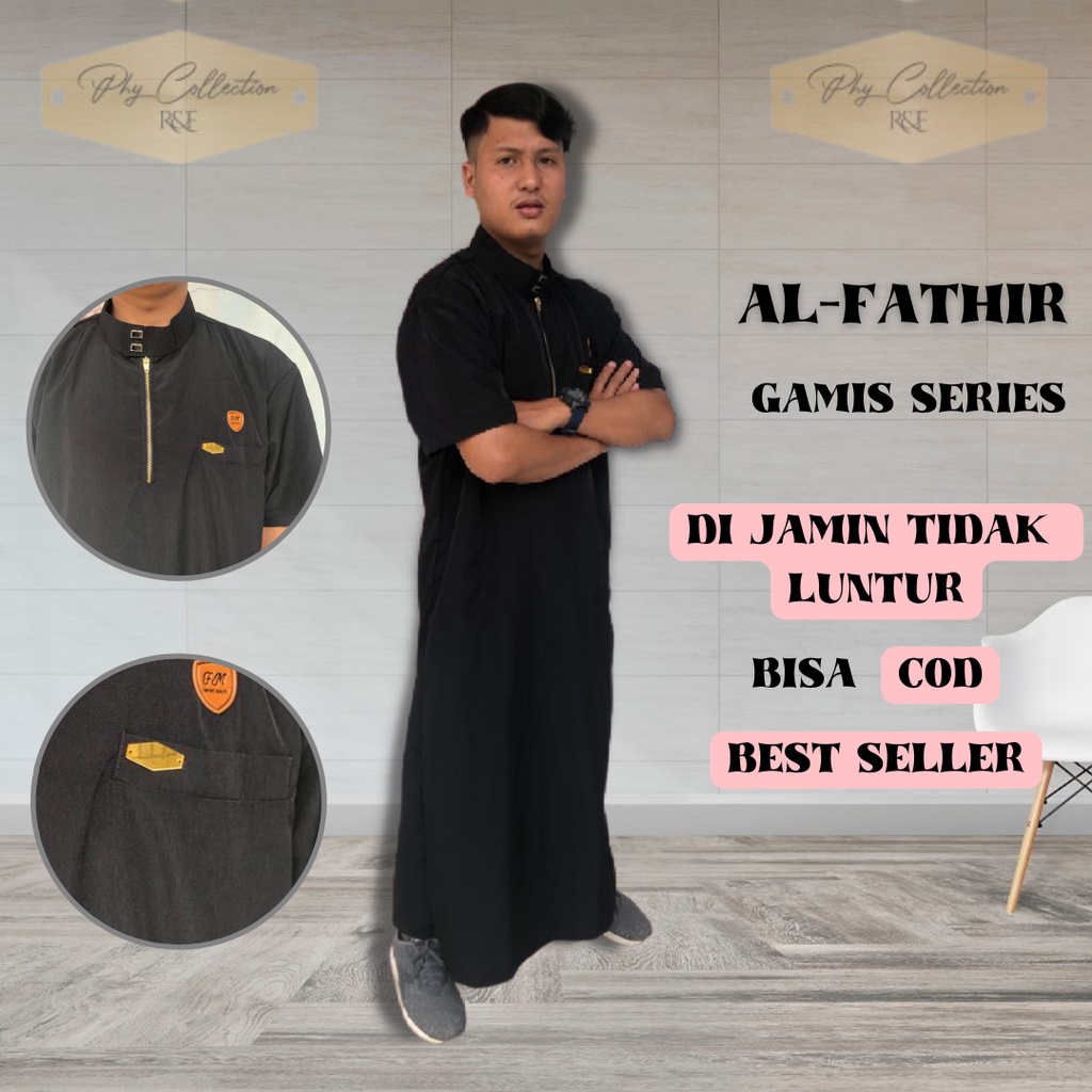 Jual AL-FATHIR Gamis Jubah Polos Laki Laki Dewasa Gamis Pria Muslim Jubah Lengan Pendek Ikhwan ...