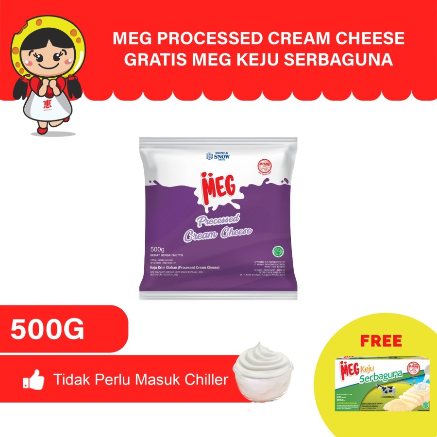 Jual MEG Processed Cream Cheese 500g FREE Keju Serbaguna 160gr | Shopee ...