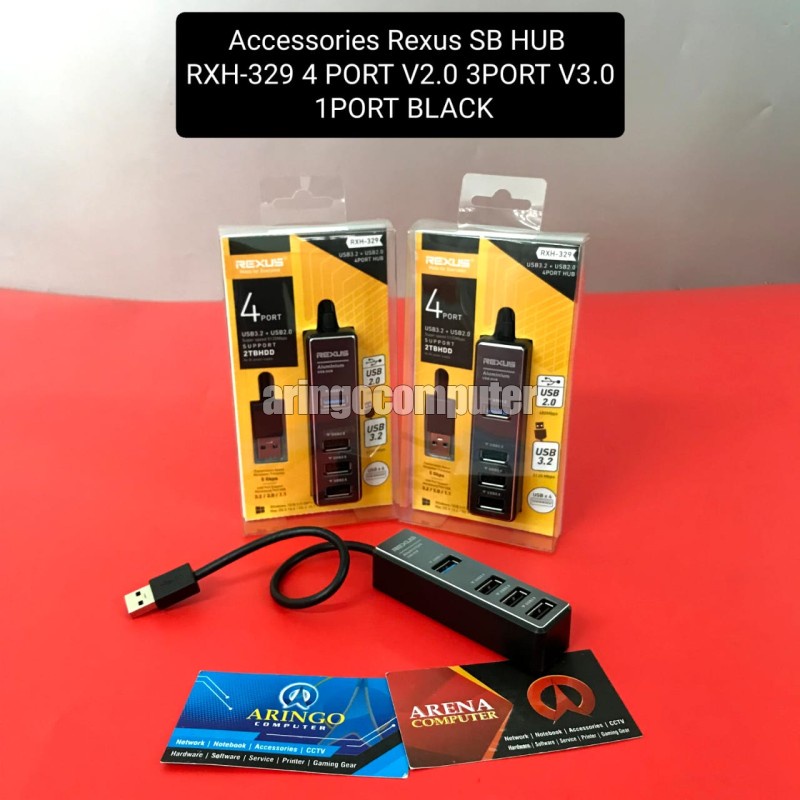 Jual Accessories Rexus USB HUB RXH-329 4 PORT V2.0 3PORT V3.0 1PORT BLACK | Shopee Indonesia