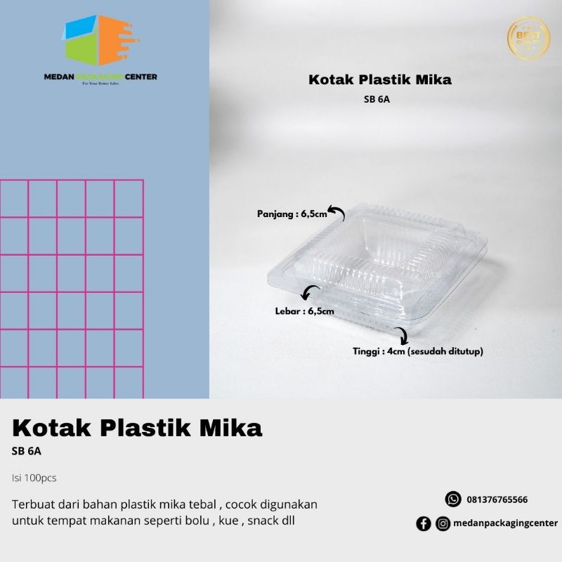 Jual Kotak Plastik Mika / kotak kue / kotak snack mika SB 6A mini isi ...
