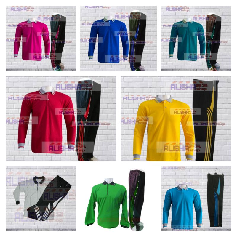 Jual Setelan kaos kerah lengan panjang Kaos kerah setelan training ...