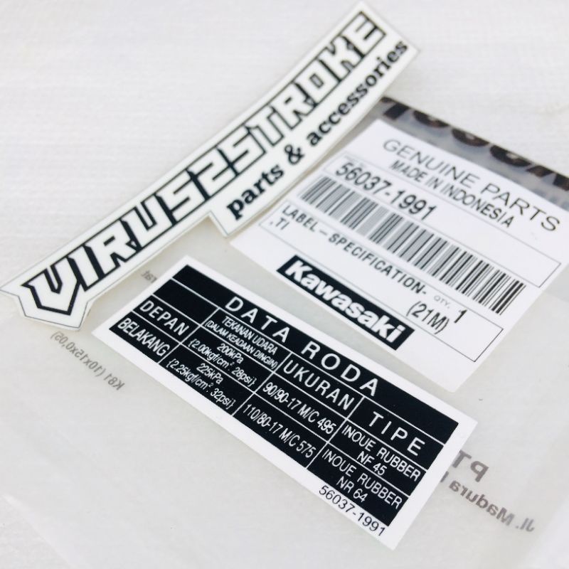 Jual Stiker Sticker Label DATA RODA Tekanan Angin Ban Kawasaki Ninja ...