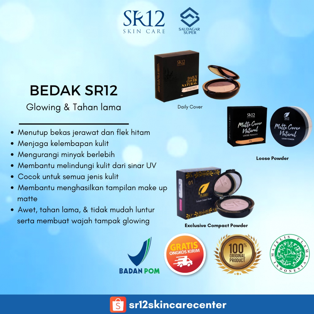 Jual Bedak SR12 Glowing Tahan Lama Anti Luntur BPOM - Formula Ringan Ampuh Menutup Noda Hitam di ...