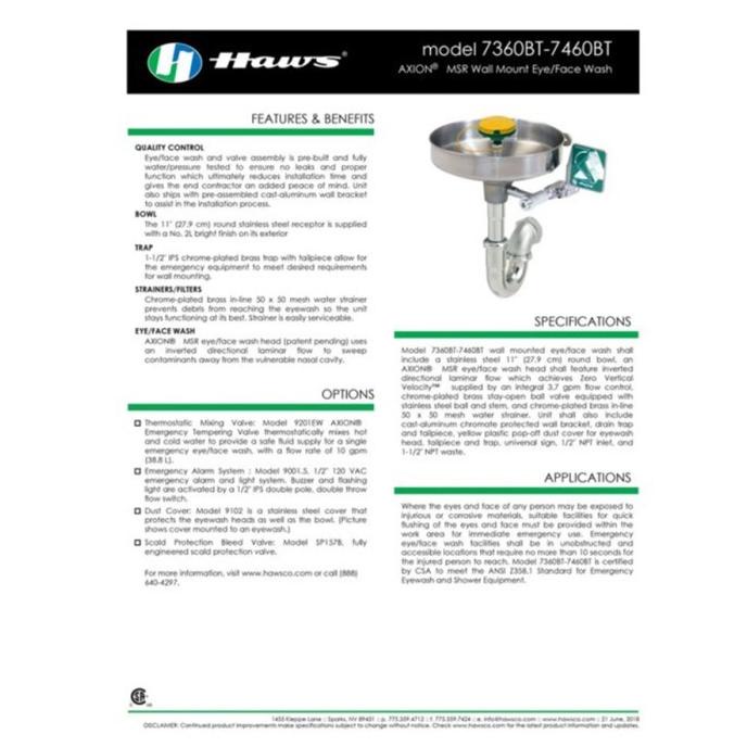 Jual Emergency Eyewash Station Haws 73607460Bt Stainless Steel Bowl ...