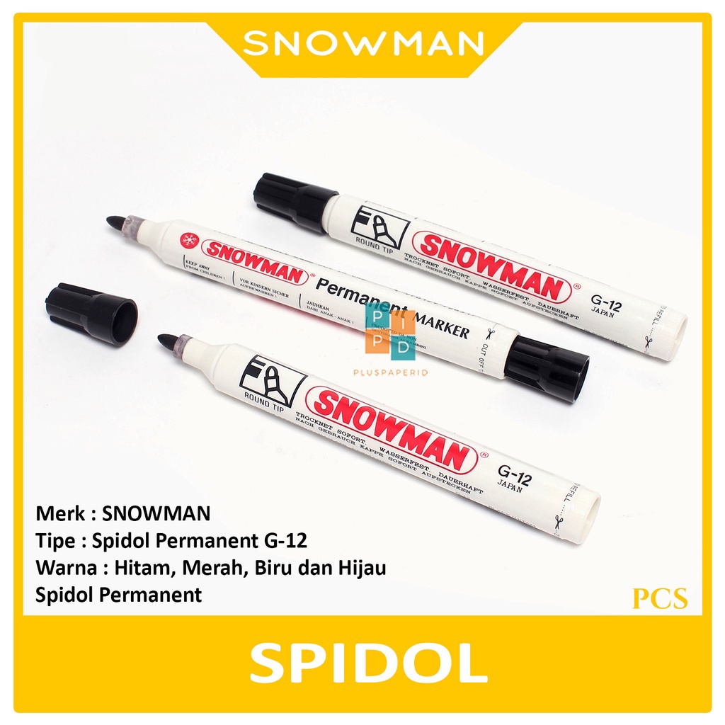 Jual SNOWMAN - Spidol Marker Permanent G-12 Warna - Pcs | Shopee Indonesia