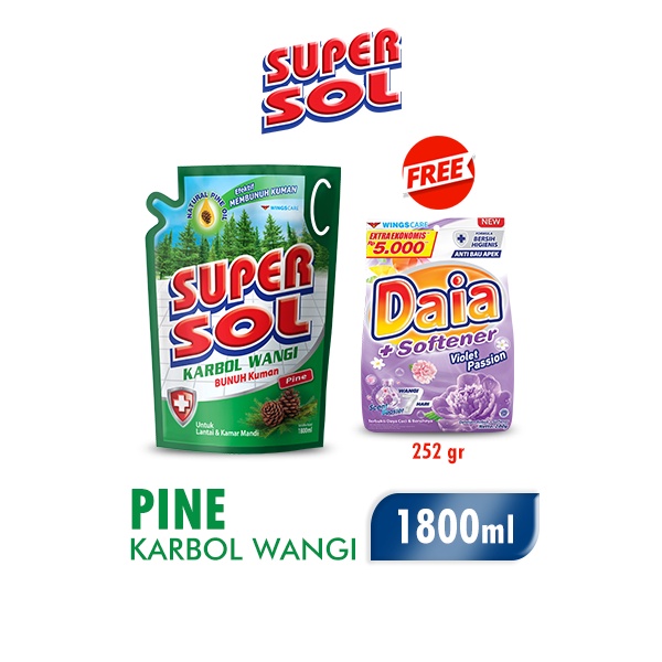 Jual SUPERSOL Pembersih Lantai Karbol Pine 1.8L Free Daia Deterjen ...