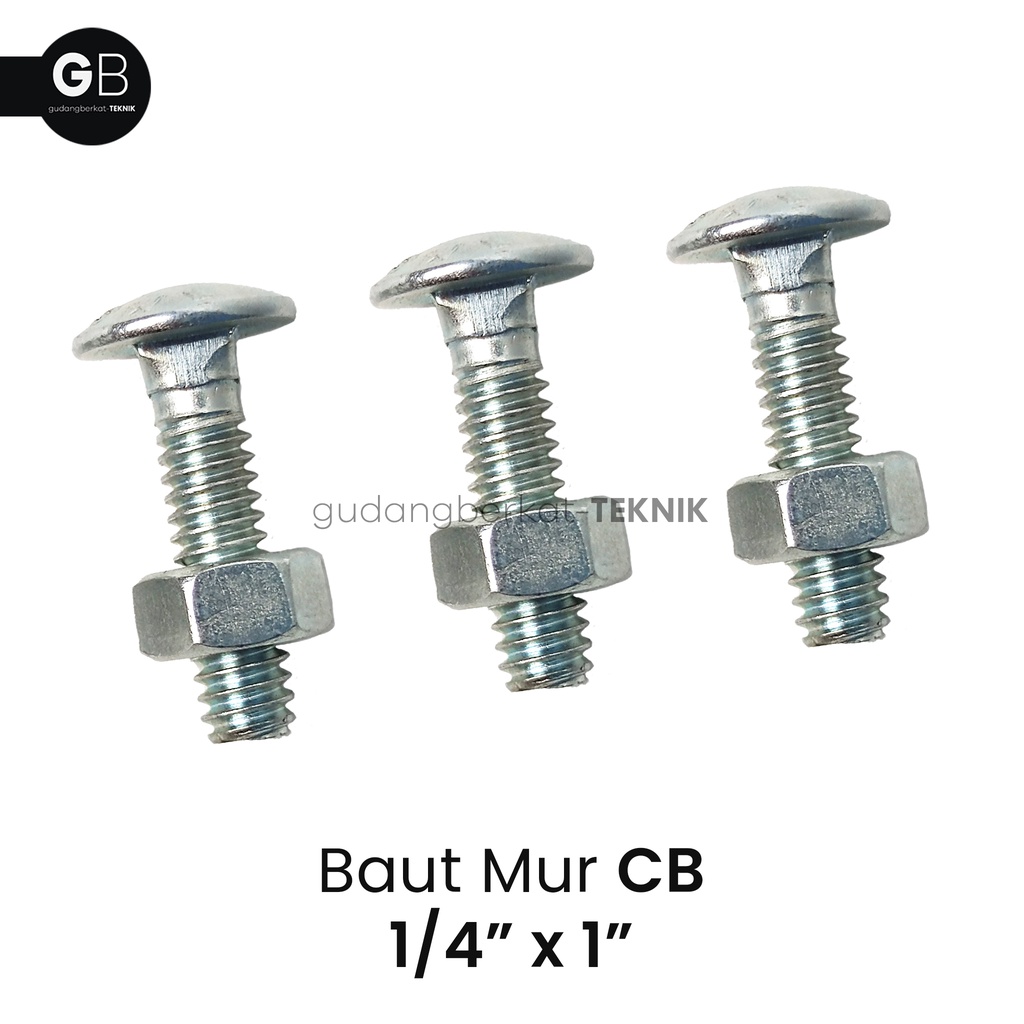 Jual Baut Mur CB 1/4" x 1" / Baut Payung 1/4x1 Galvanis Putih | Shopee ...