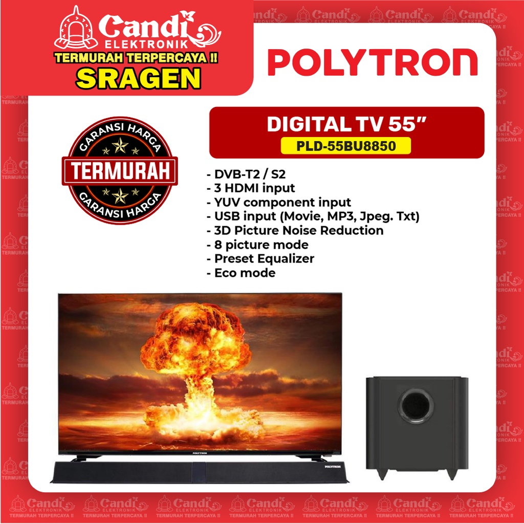 Jual POLYTRON Digital Tv 55 Inch Cinemax Soundbar - 55BU8850 | Shopee ...