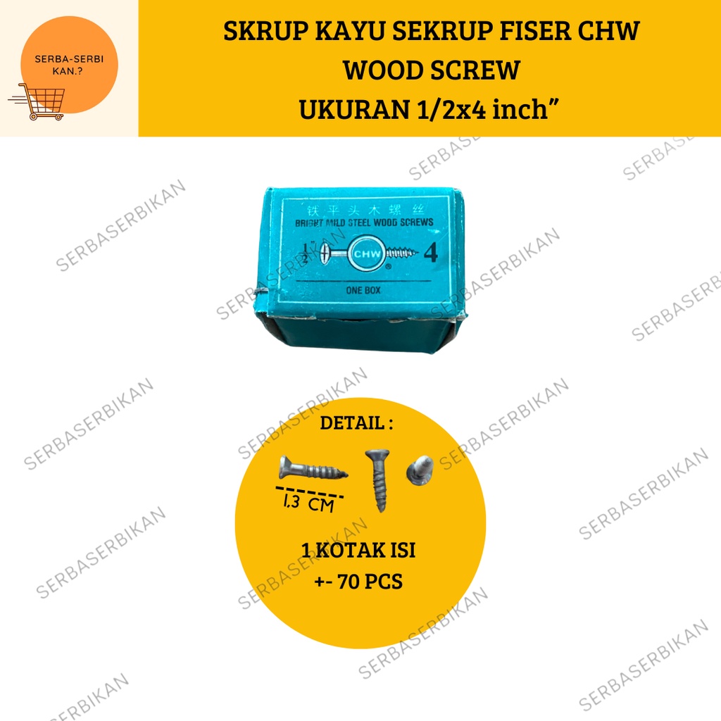 Jual SKRUP KAYU CHW SEKRUP WOOD SCREW 1/2 x 4" inch | Shopee Indonesia