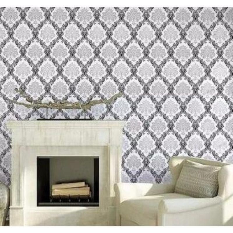 Jual Wallpaper Dinding Kamar Tidur Ruang Tamu Motif Tralis Dasar putih ...