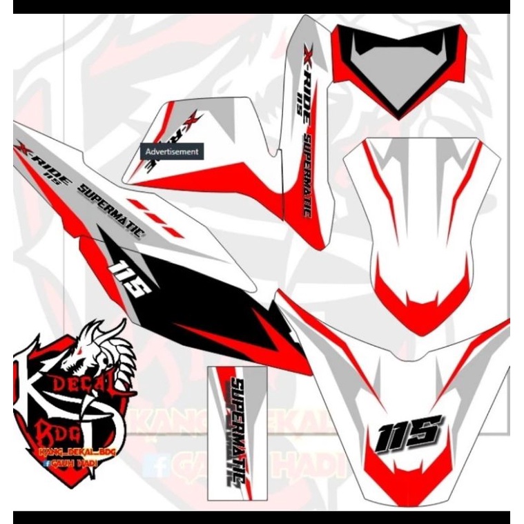Jual decal xride 155 xride old x ride putih merah simple - hologram ...