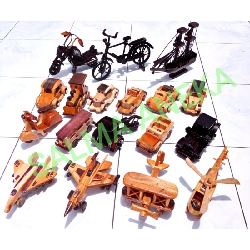 Jual PAKET MINIATUR KAYU LENGKAP SEPEDA HARLEY KAPAL MOBIL MOTOR ...