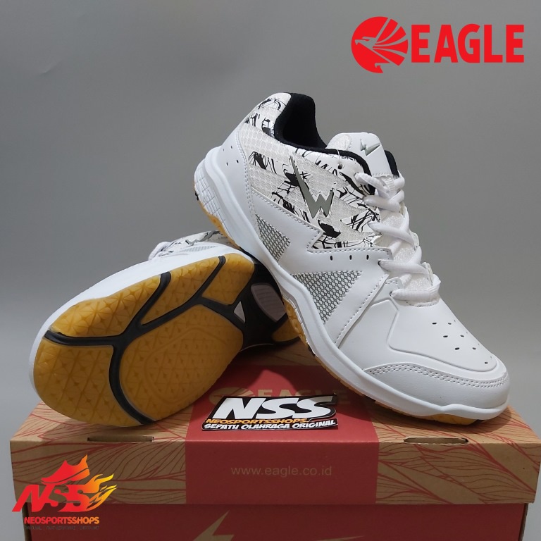 Jual Sepatu Badminton Eagle Sonic Putih Hitam Original | Shopee Indonesia