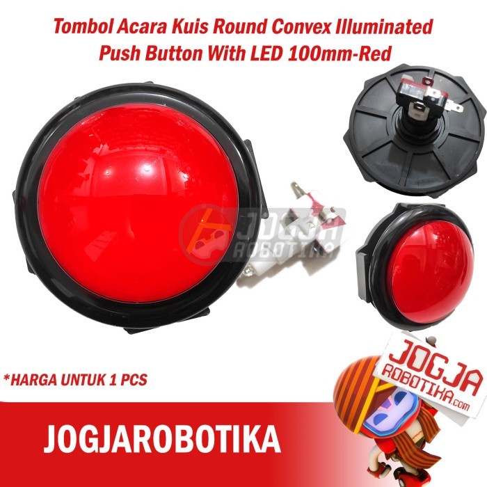 Jual TOMBOL ACARA KUIS ROUND CONVEX PUSH BUTTON WITH LED 100MM-RED ...