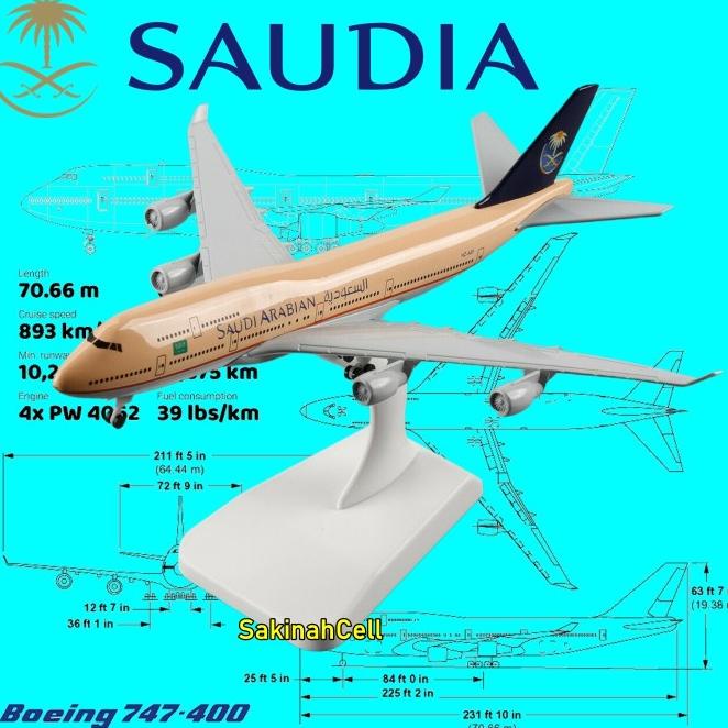Jual Saudi Arabian B747-400 Dengan Landing Gear Diecast Miniature ...