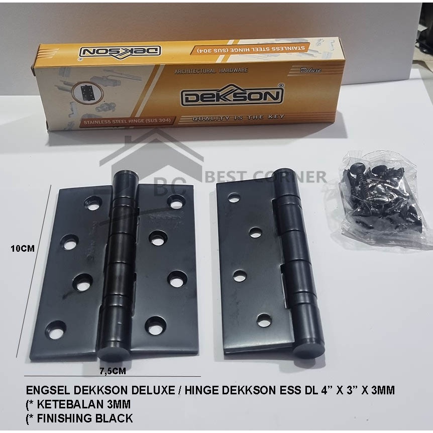 Jual ENGSEL DEKKSON / HINGES DELUXE 4 INCH x 3 INCH Tebal 3mm HITAM ...