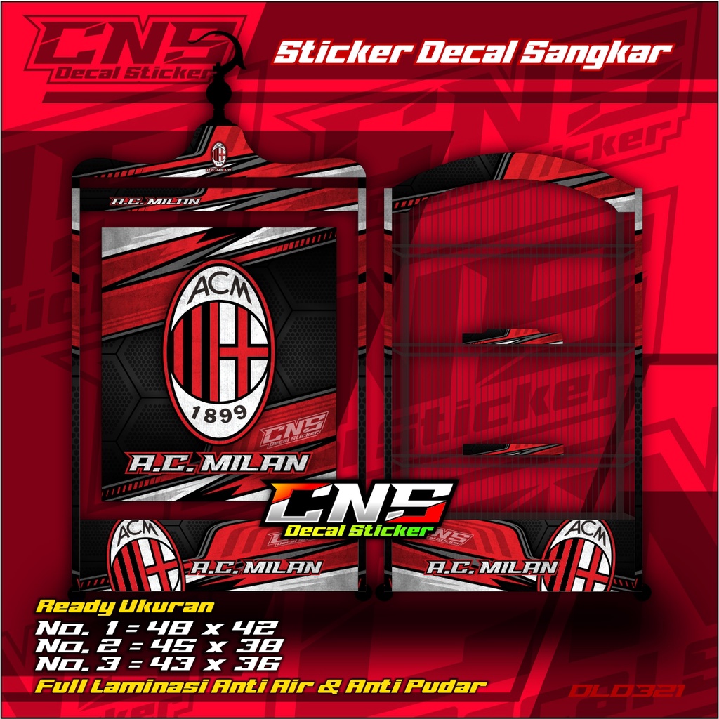 Jual Stiker Decal AC MILAN ORIGINAL DESIGN Sangkar Burung Kotak / Koper ...