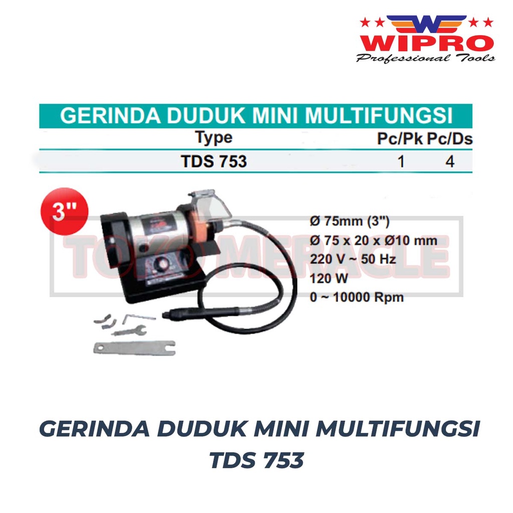 Jual Wipro Gerinda Duduk Mini Multi Fungsi TDS-753 - Mini Bench Grinder ...