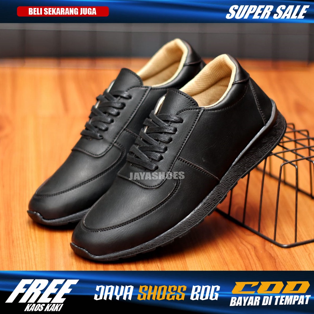 Jual GUNTER Sepatu Casual Kasual Pria Sneaker Hitam Kulit Sintetik ...