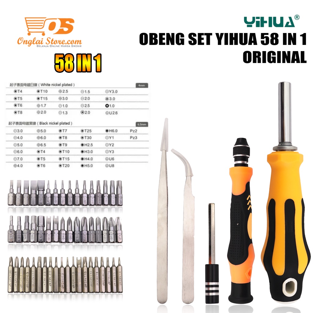 Jual Obeng Set Yihua 58 in 1 Paket Obeng Original Multifungsi Murah ...