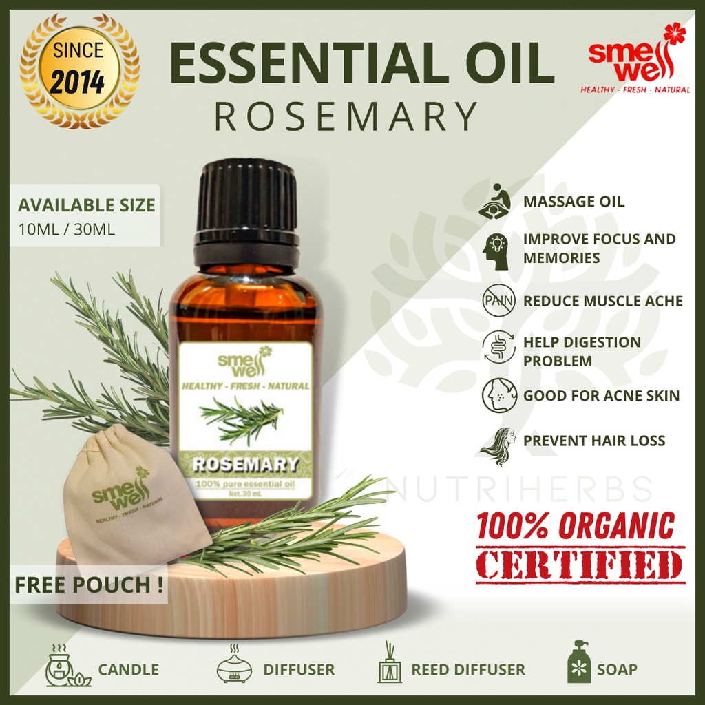 Jual Pure Essential Oil Rosemary Minyak Rosmarin Smellwell 100% Alami Wangi Murni Organik ...