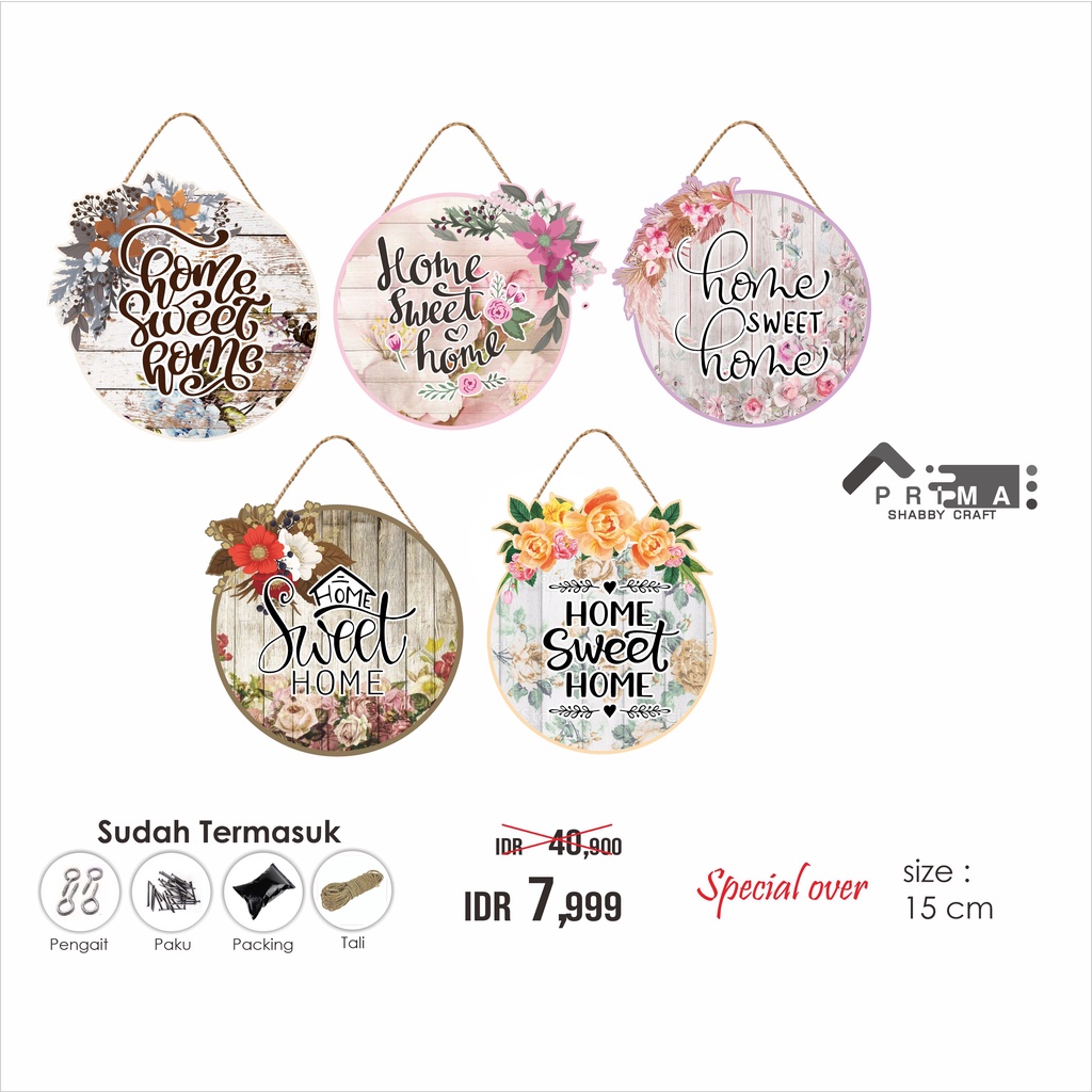 Jual Hiasan Pajangan Dinding Walldecor Wreath Round Flower Home Sweet ...