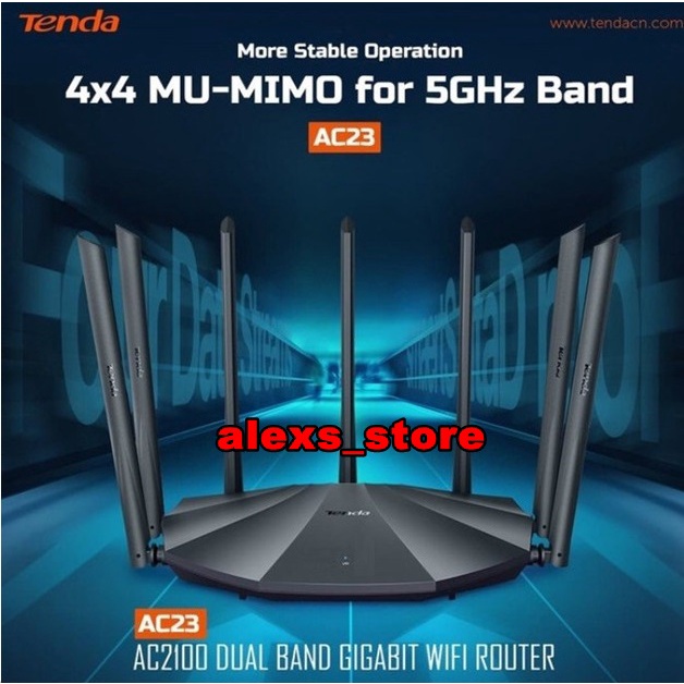 Jual Tenda AC23 AC2100 Dual Band Gigabit WiFi Router MU-MIMO Technology ...