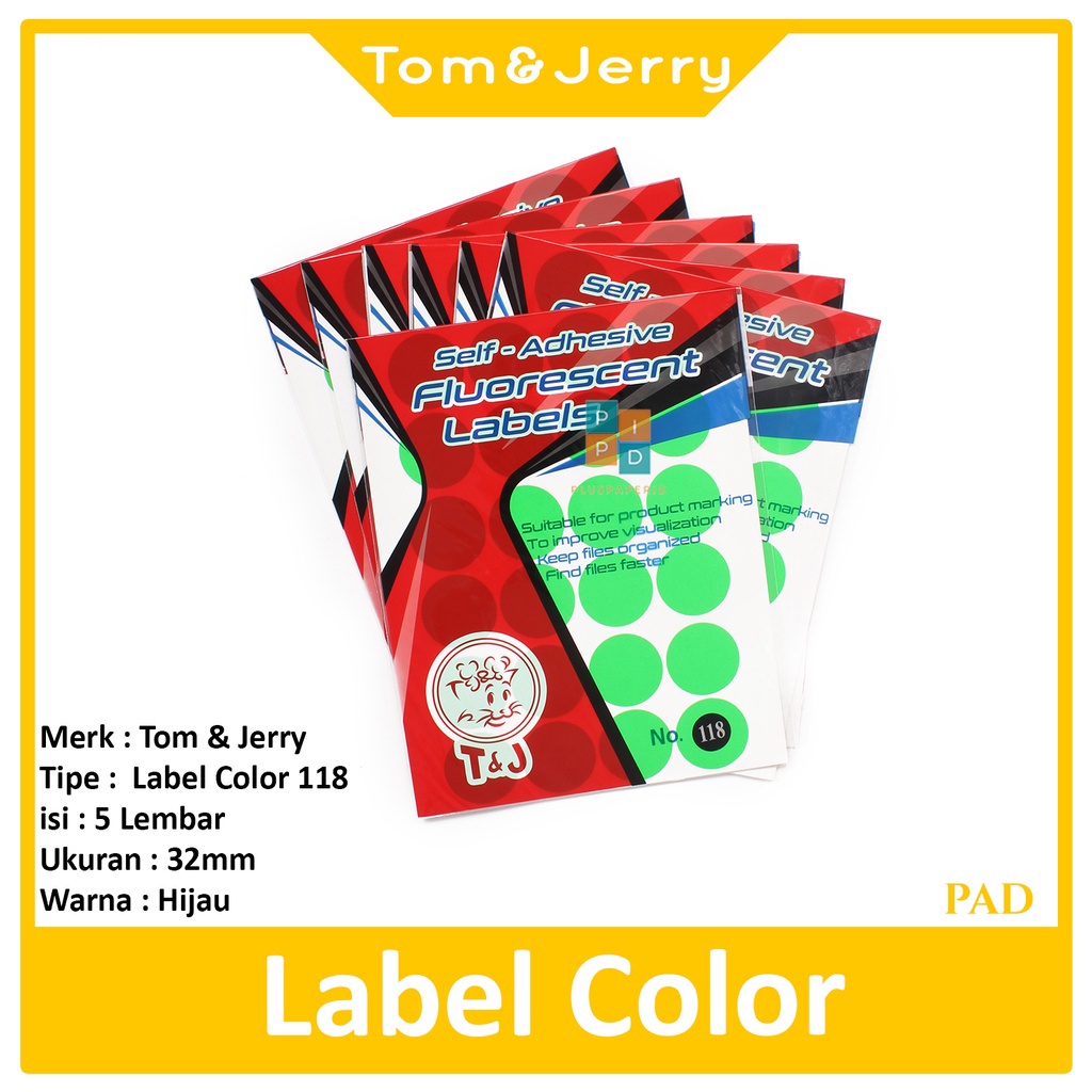 Jual Tom & Jerry - Color Dot Labels 118 Hijau - Pad | Shopee Indonesia