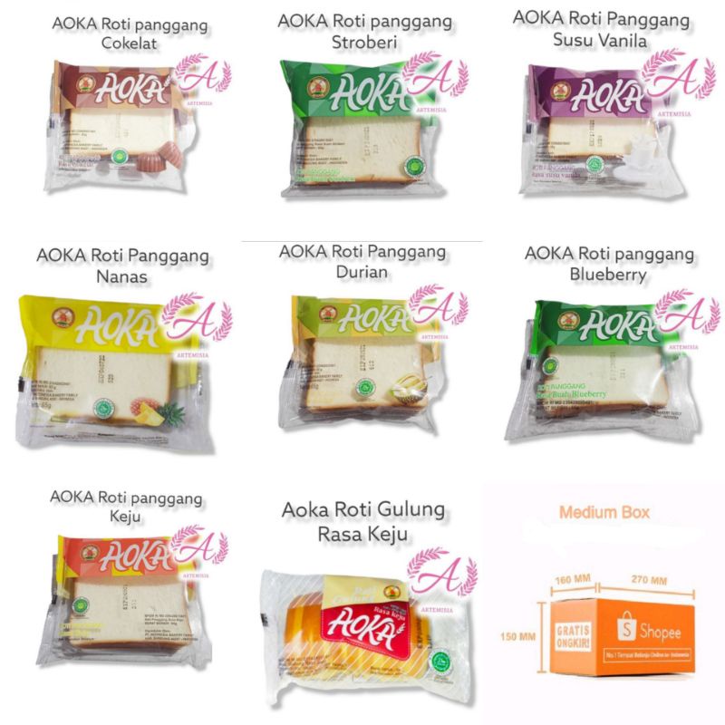 Jual AOKA Roti panggang Aneka Rasa & Gulung keju / MOMOTARO Dus ...