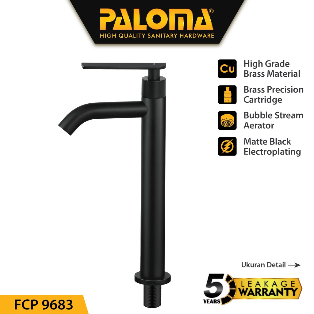 Jual PALOMA FCP 9683 Keran Wastafel Tinggi Bambu Cuci Tangan Meja Kran ...