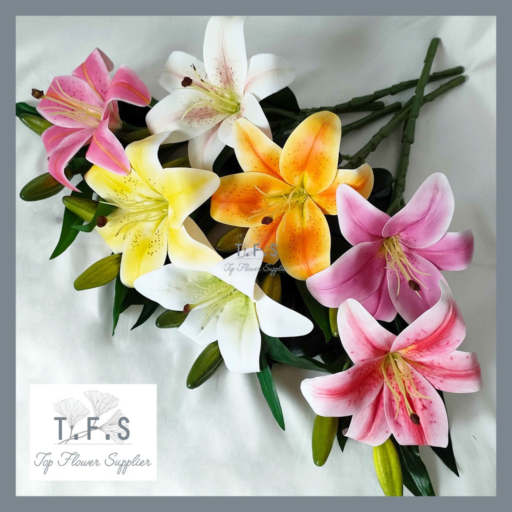 Jual Real Touch Lily Flower Bunga Lily Imitasi Latex Artificial ...