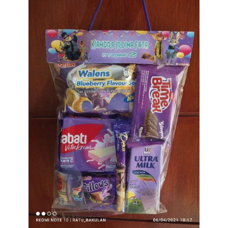 Jual Snack Ulang Tahun Anak Tema Warna Ungu. Souvenir Ulang Tahun ...