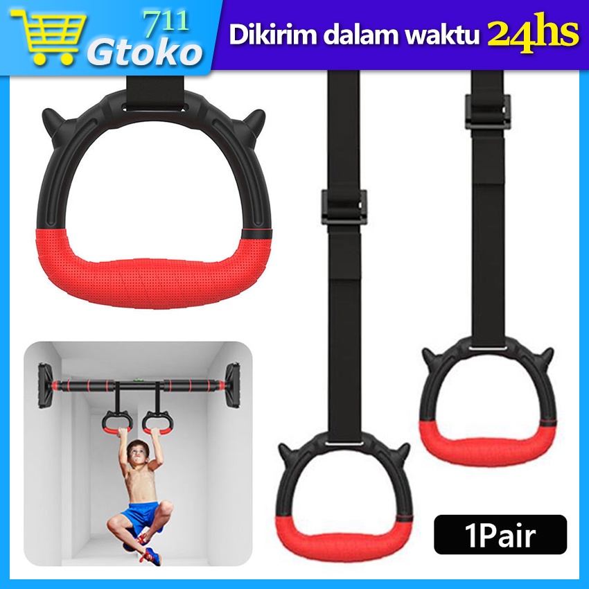 Jual Gym Ring Pull Up Anak Gymnastic Lifting Ring Strap Adujustable ...