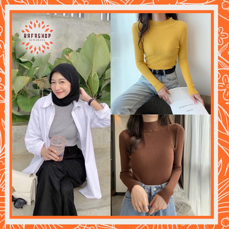 Jual UNDR043 Inner Rajut Turtleneck Premium Lengan Panjang Import Bahan ...