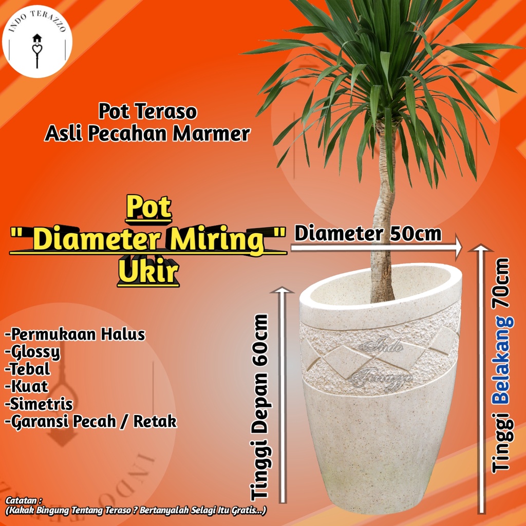 Jual POT TANAMAN TERASO INDO TERAZZO TYPE DIAMETER MIRING UKIR T70 D50 ...