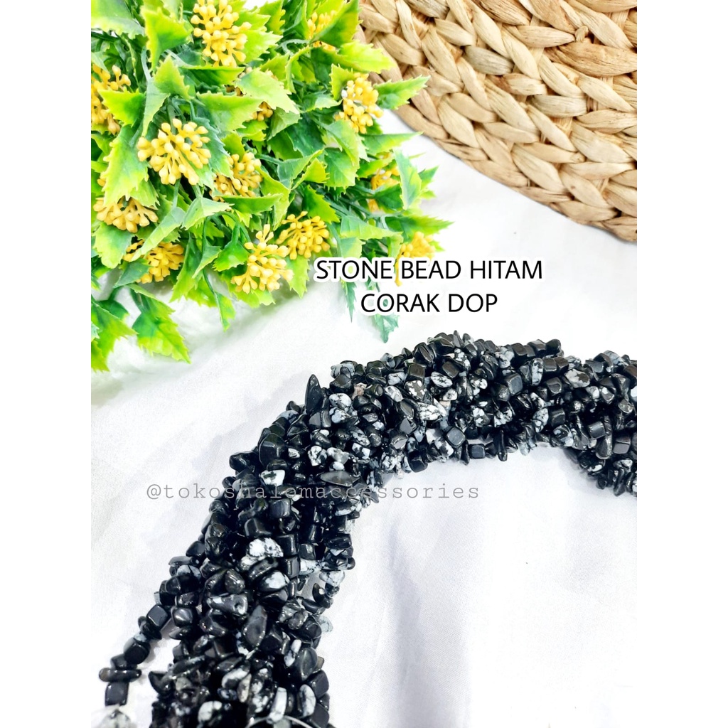Jual Glass Chip Beads Pearl Colors/ Hitam corak dop/ Batu Krikil ...