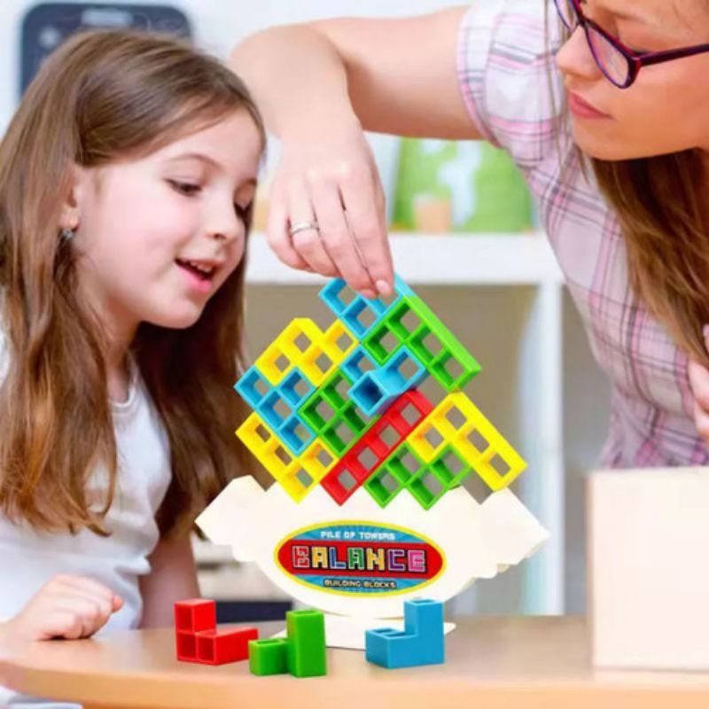 Jual Mainan tetra tower balnced bulding block mainan game tetris tetra ...