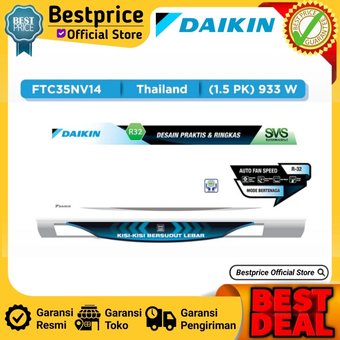 Jual AC DAIKIN 1.5 PK FTC -35NV14 AC SPLIT DAIKIN FTC35 R32 THAILAND ...