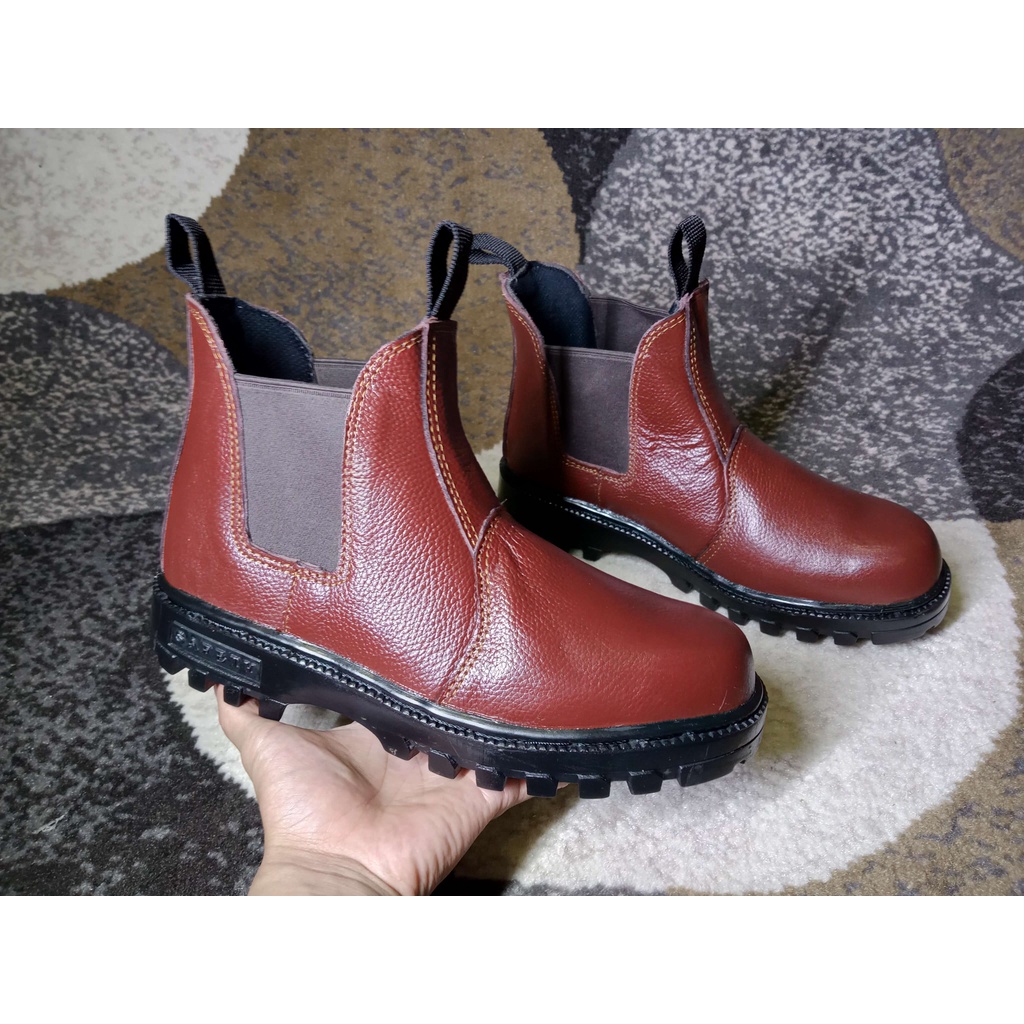 Jual Sepatu Safety Boots Slop Original Ujung Besi Septy Slip On Boot ...